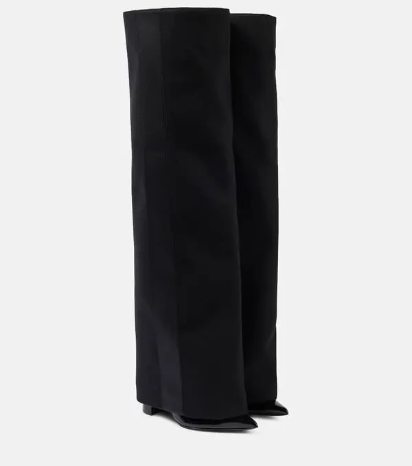 Sacai Leather-trimmed Knee-high Boots