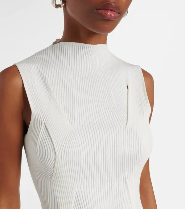 Victoria Beckham Pleated Ribbed-knit Gown