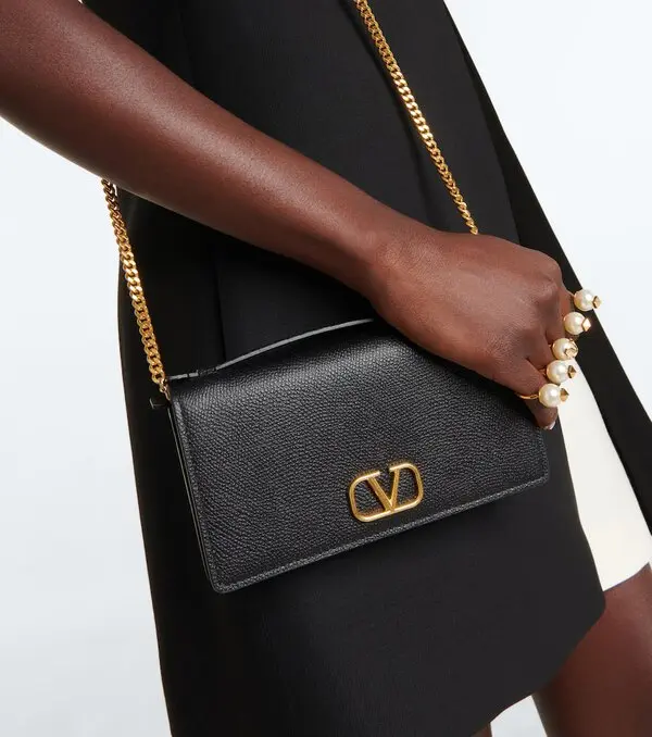 Valentino Garavani Vsling Leather Wallet On Chain