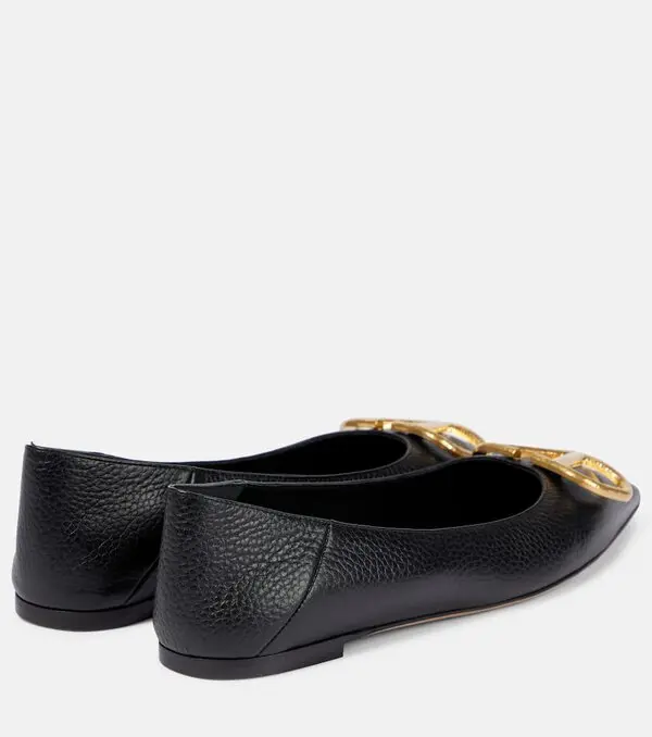 Valentino Garavani Vlogo Leather Ballet Flats