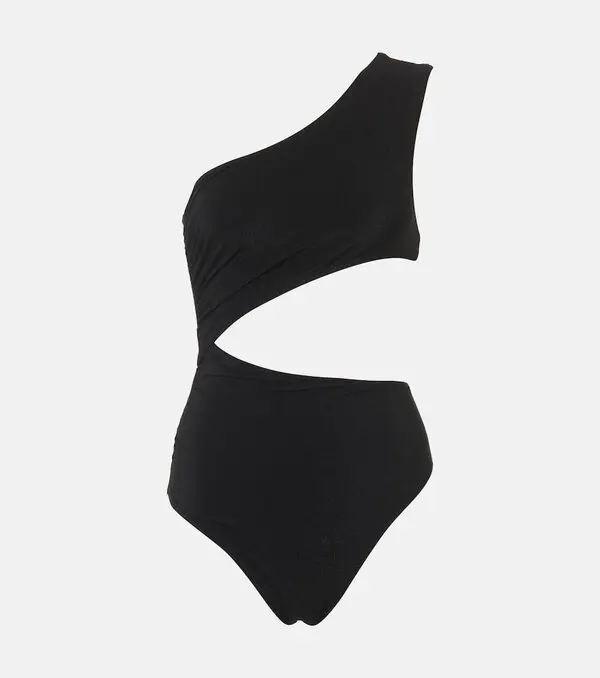 Balmain One-shoulder Cutout Swimsuit - Black
