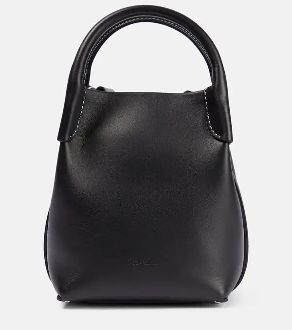 Loro Piana Bale Small Leather Bucket Bag - Black