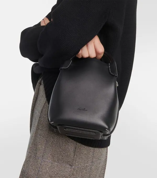 Loro Piana Bale Small Leather Bucket Bag - Black