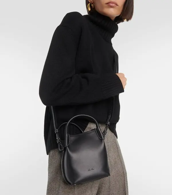 Loro Piana Bale Small Leather Bucket Bag - Black