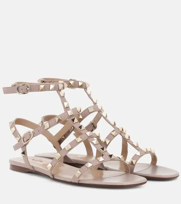 Valentino Garavani Rockstud Leather Sandals - Neutrals