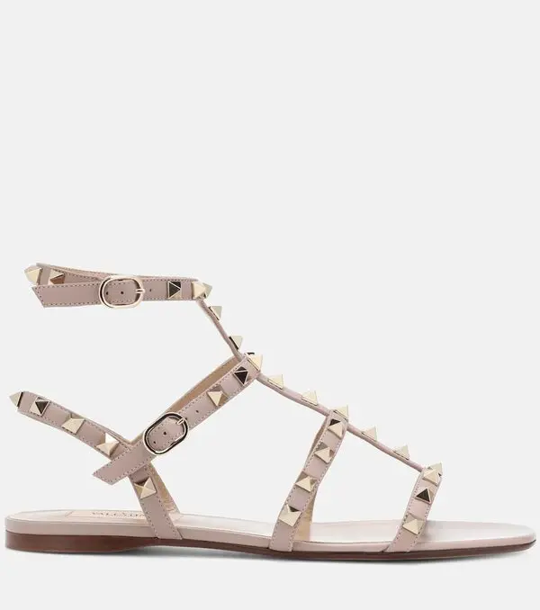 Valentino Garavani Rockstud Leather Sandals - Neutrals