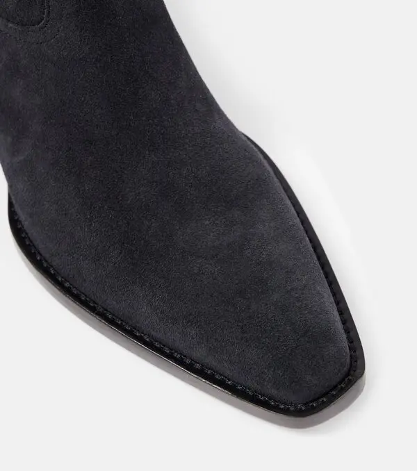 Paris Texas Helena 35 Suede Cowboy Boots - Black