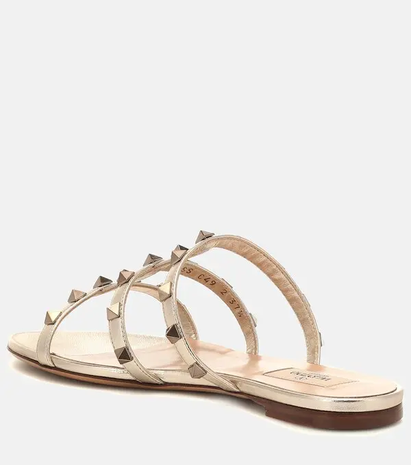 Valentino Garavani Rockstud Leather Sandals - Metallic