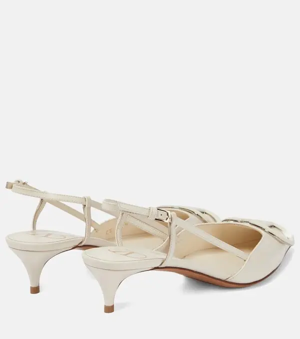 Valentino Garavani Vlogo Leather Slingback Pumps - White