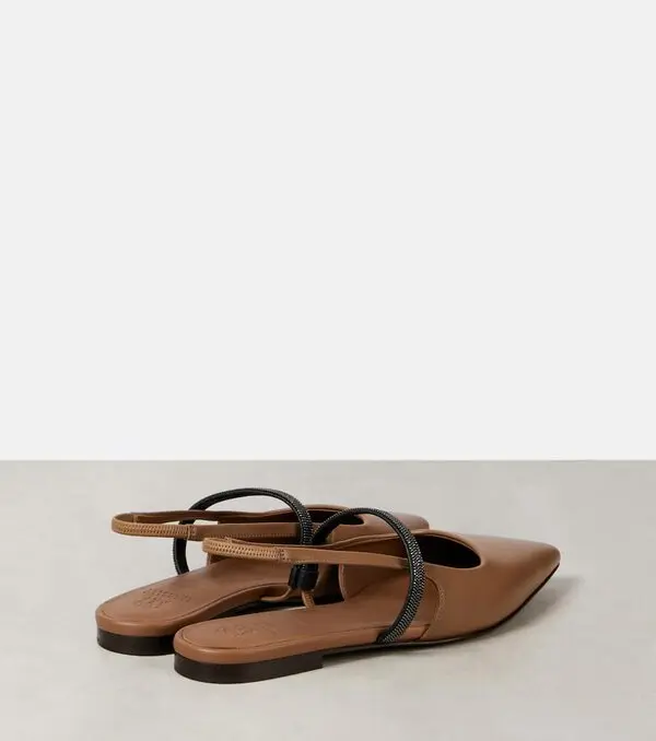 Brunello Cucinelli Leather Slingback Flats