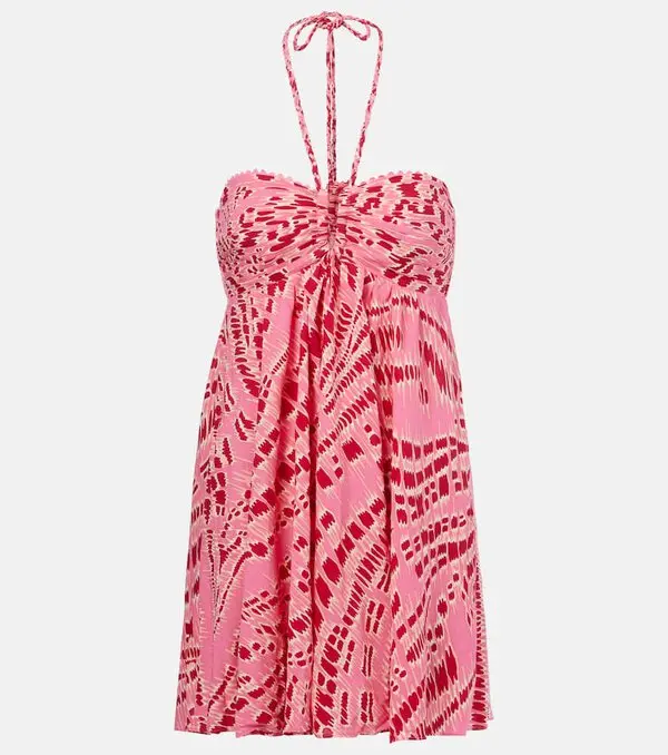 Poupette St Barth Calla Printed Halterneck Minidress - Pink