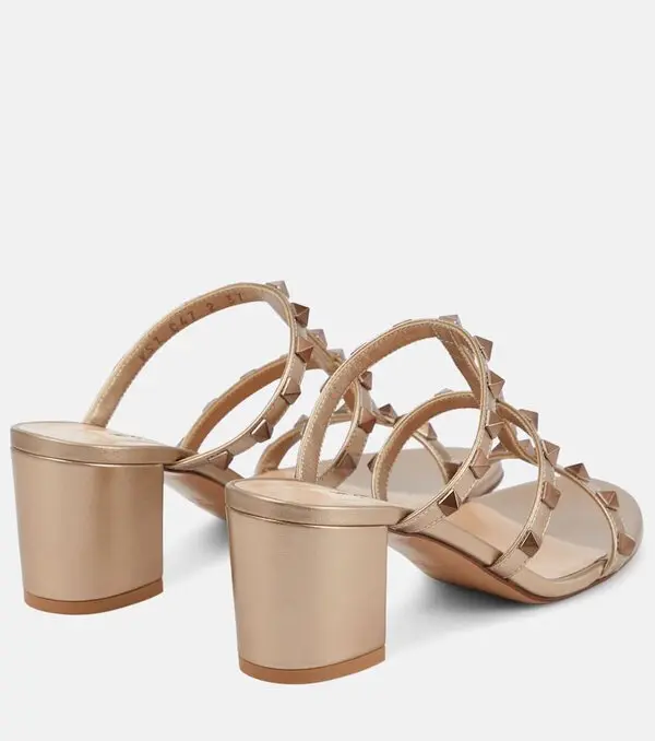 Valentino Garavani Rockstud Leather Sandals - Gold