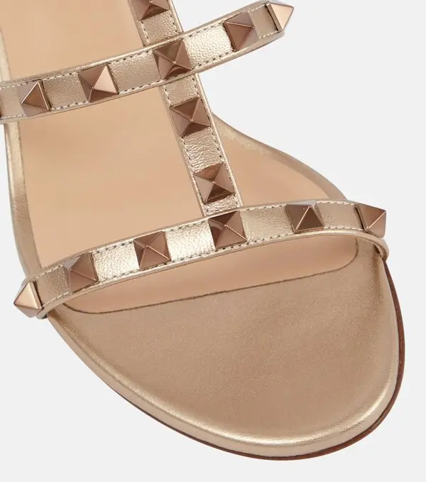 Valentino Garavani Rockstud Leather Sandals - Gold