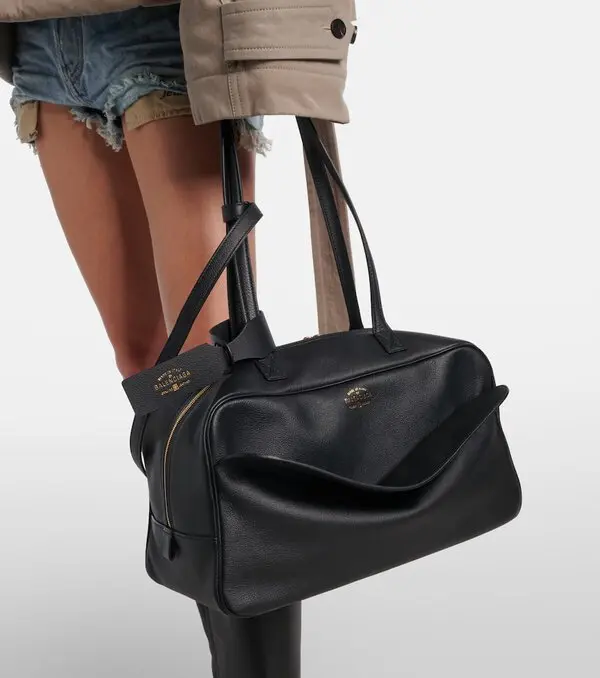 Balenciaga Carrie Medium Leather Bowling Bag