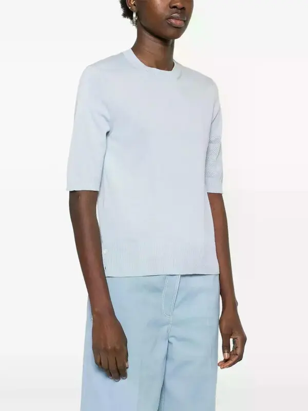 Thom Browne Jersey Stitch Pointelle 4-bar Tee - Blue