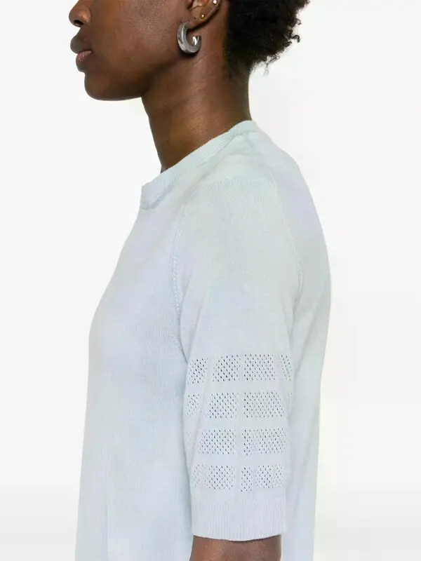Thom Browne Jersey Stitch Pointelle 4-bar Tee - Blue