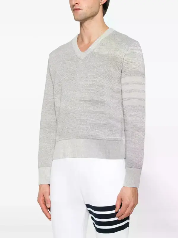 Thom Browne 4-bar Stripe V-neck Sweater