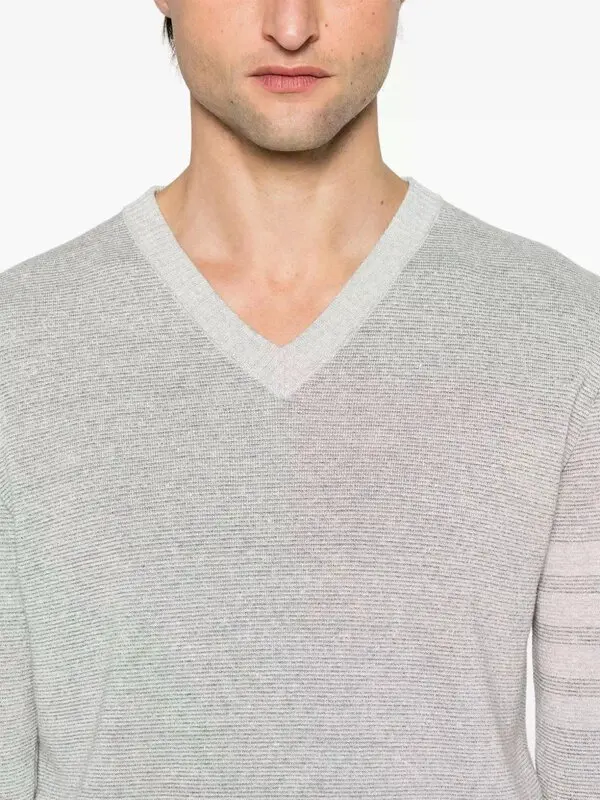 Thom Browne 4-bar Stripe V-neck Sweater