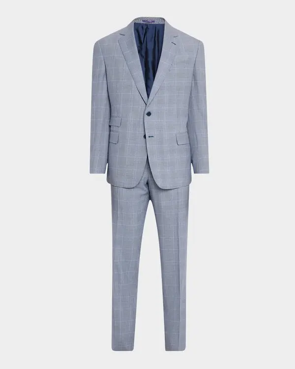Ralph Lauren Purple Label Kent Hand-tailored Glen Plaid Suit - Navy