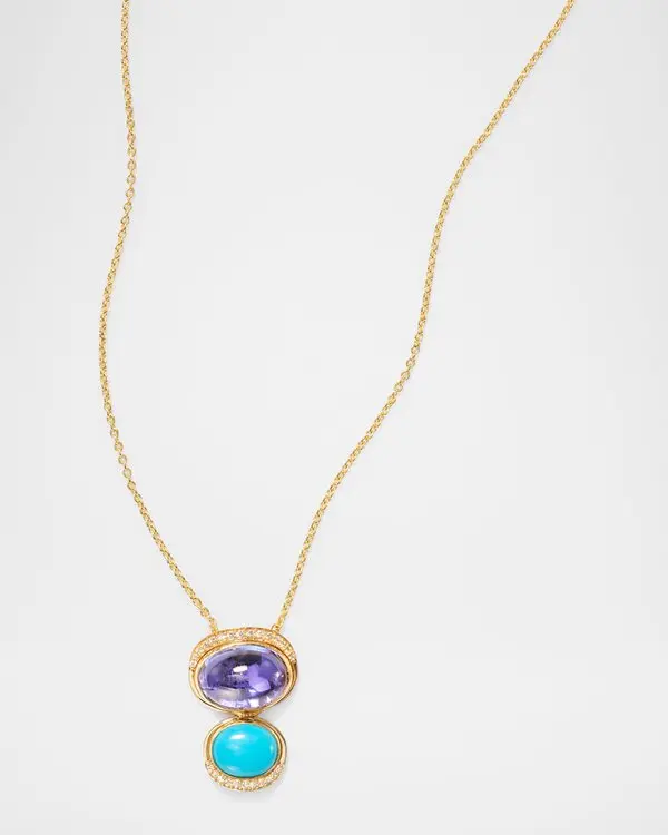 JAMIE TURNER Aurora Crescent Drop Pendant - Tanzanite & Turquoise