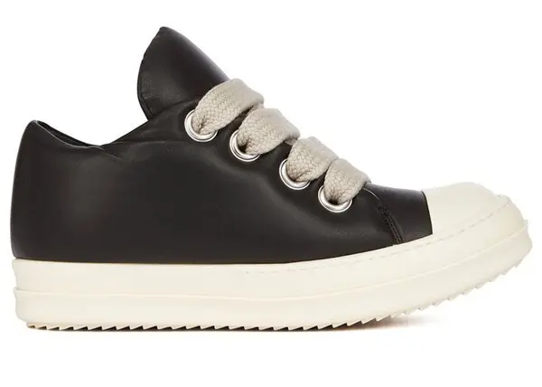 Rick Owens Hollywood Jumbo Lace Low Sneakers - Black/milk