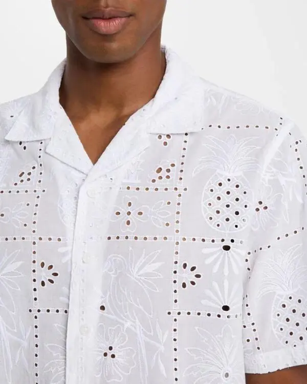 Onia Apos;s Cotton Embroidered Eyelet Camp Shirt