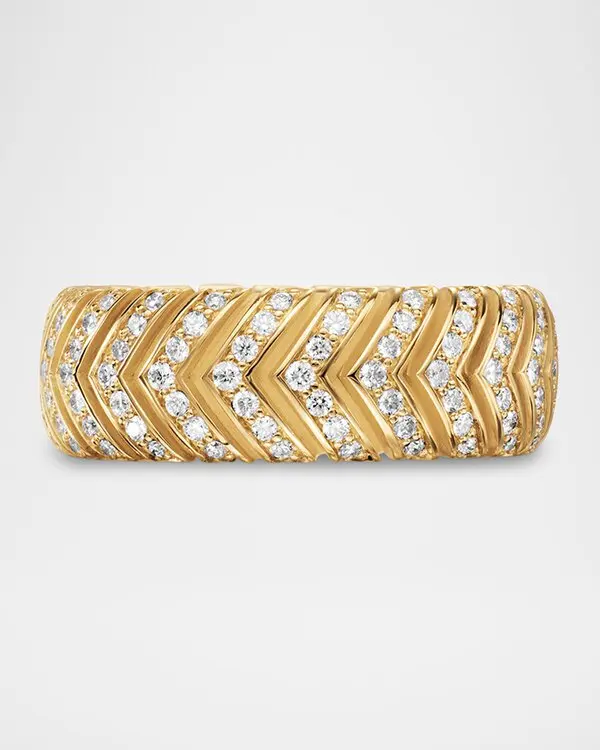 David Yurman Chevron Band Ring With Diamonds - Ylwwht