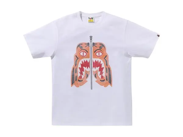 A BATHING APE Embroidery Style Tiger Tee Shirt - White