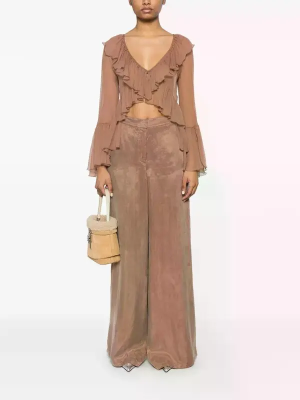 Blumarine Gabardine Trousers - Brown