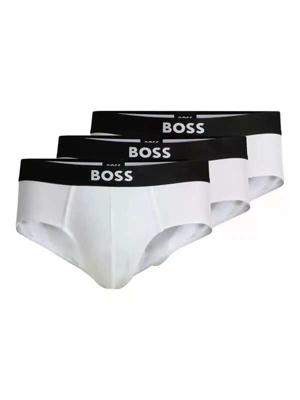 BOSS Logo-waistband Briefs - White