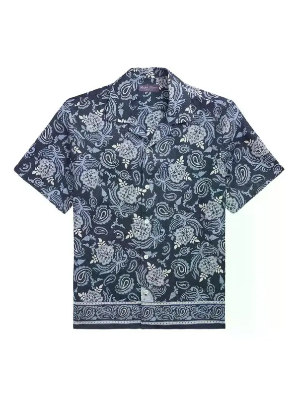 Ralph Lauren Purple Label Paisley-print Short-sleeve Shirt - Blue