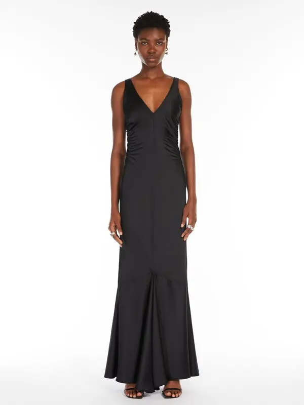 Max Mara Long Satin Mermaid Dress In Black - 30% Off