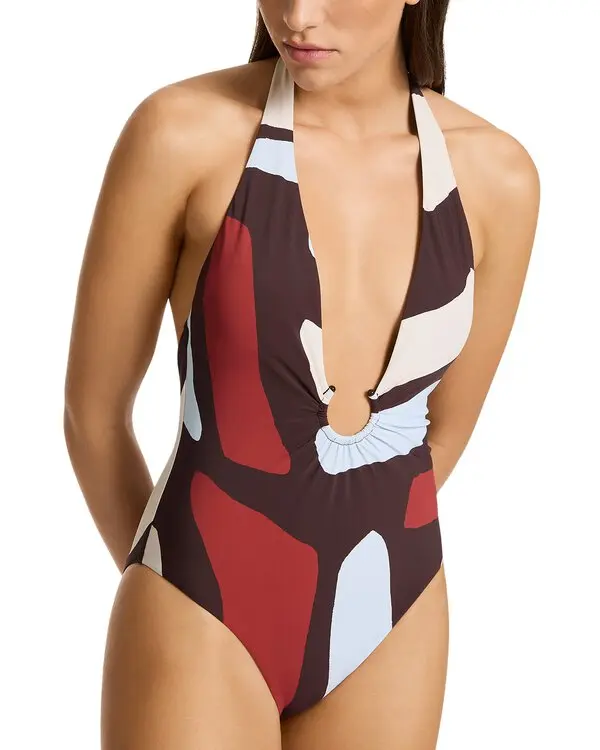 JETS Plunging Neck One Piece Swimsuit