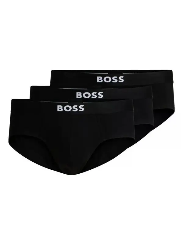BOSS Logo-waistband Briefs - Black