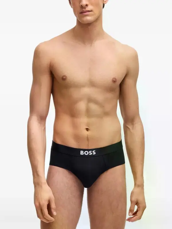 BOSS Logo-waistband Briefs - Black