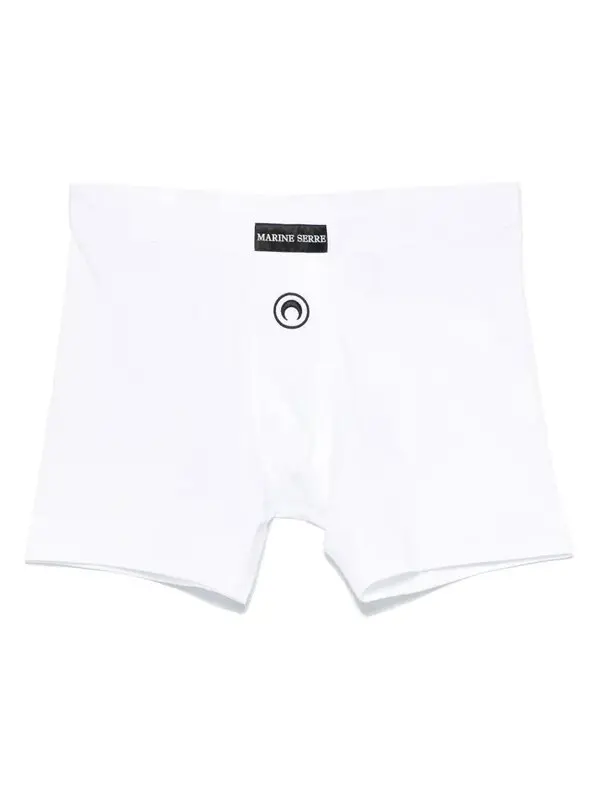 MARINE SERRE Crescent Moon-embroidered Boxers - White