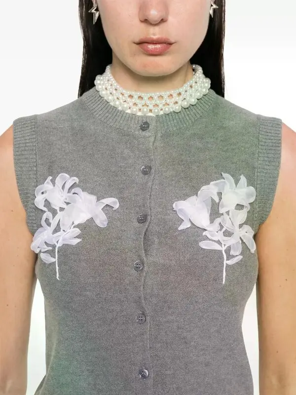 Shushu/Tong Floral-Appliqué Vest In Grey - 24% Off | Editorialist