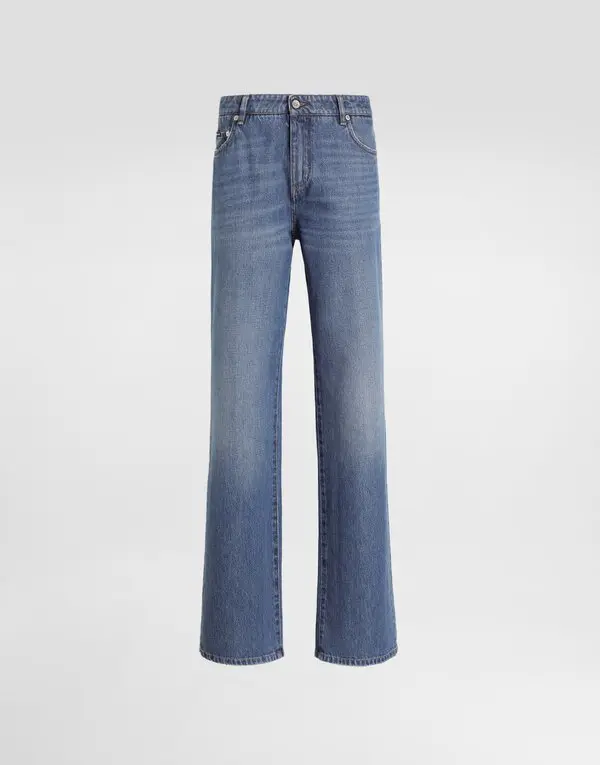 Buy Dolce & Gabbana Loose Fit Denim Jeans With Pressed Pleat