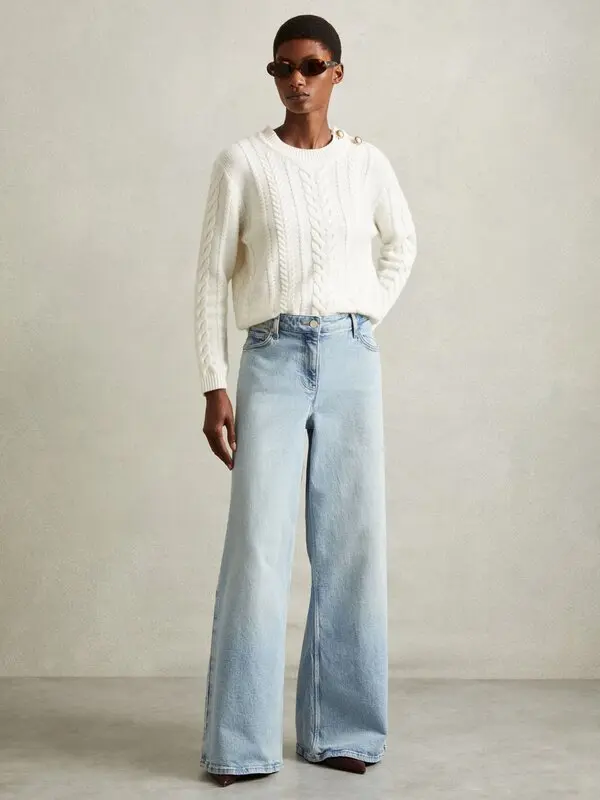 REISS Crete Wide-leg Jeans - Light Blue