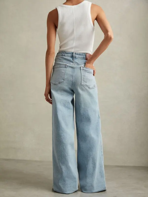 REISS Crete Wide-leg Jeans - Light Blue