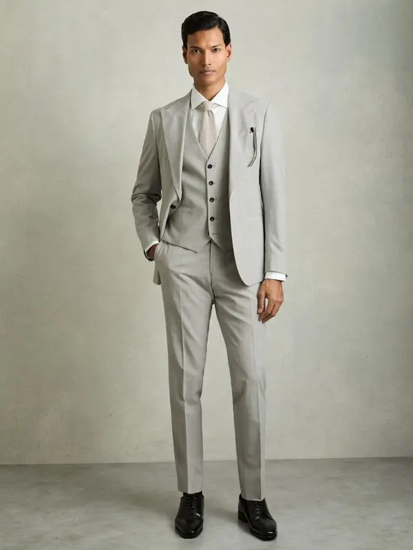 REISS Puppytooth-check Wool-blend Suit Waistcoat