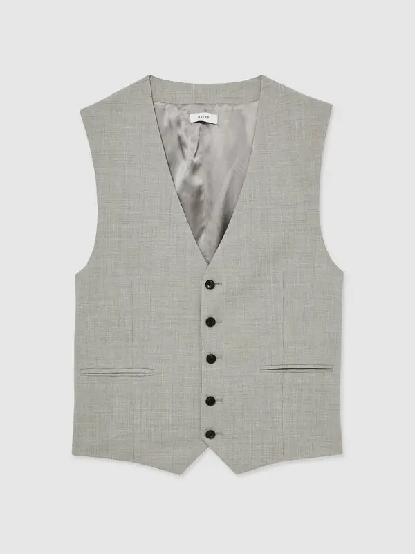 REISS Puppytooth-check Wool-blend Suit Waistcoat