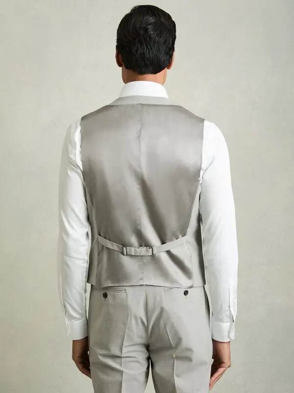 REISS Puppytooth-check Wool-blend Suit Waistcoat