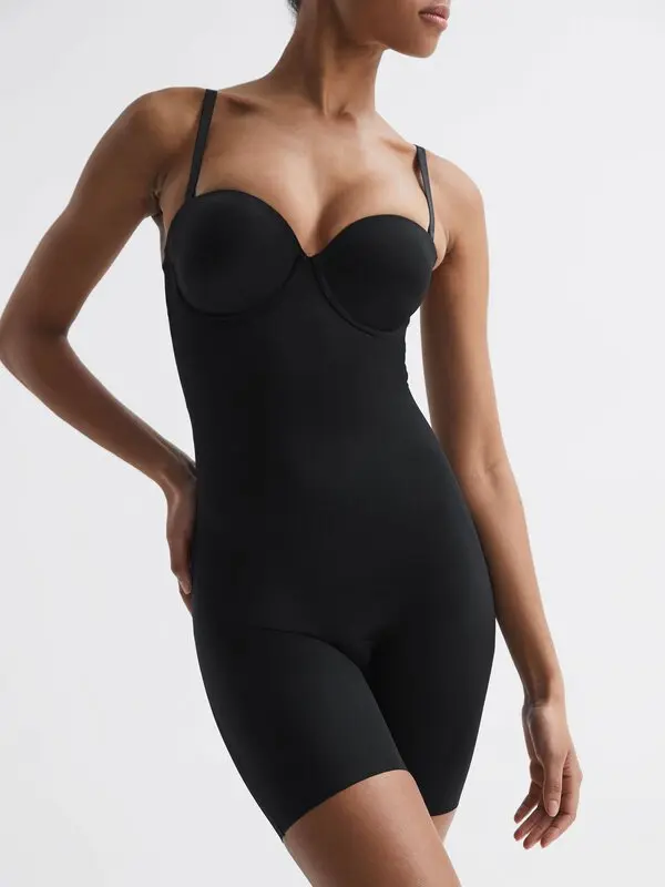 Spanx Suit Your Fancy Strapless Cupped Mid-thigh Bodysuit - Black
