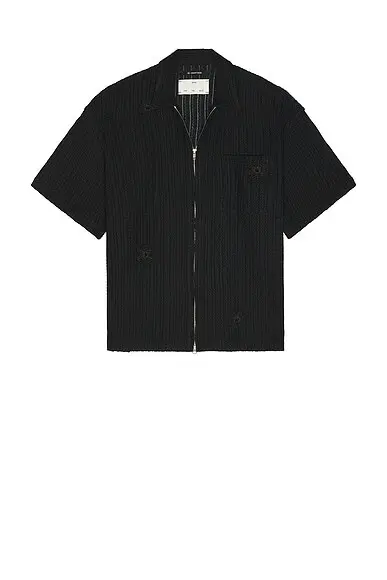 SONG FOR THE MUTE Daisy Zip Up Gym Shirt - Black
