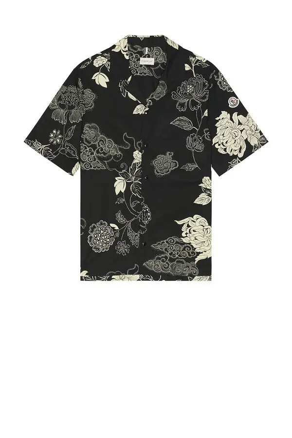 Moncler Short Sleeve Shirt In Black In Black - Navy