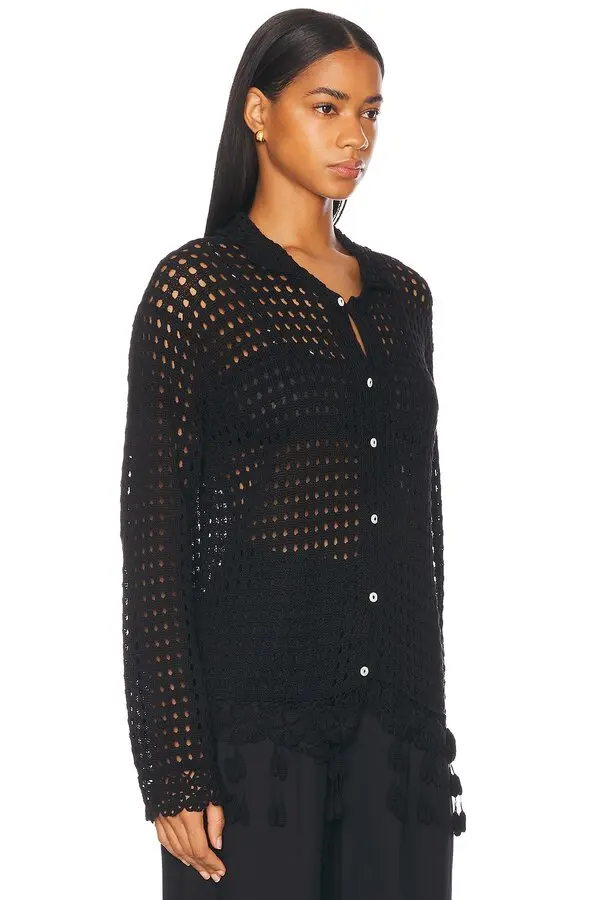 BODE Blossom Crochet Shirt