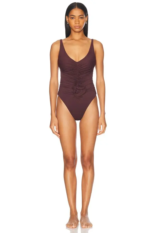 Magda Butrym Flower One Piece Swimsuit - Brown