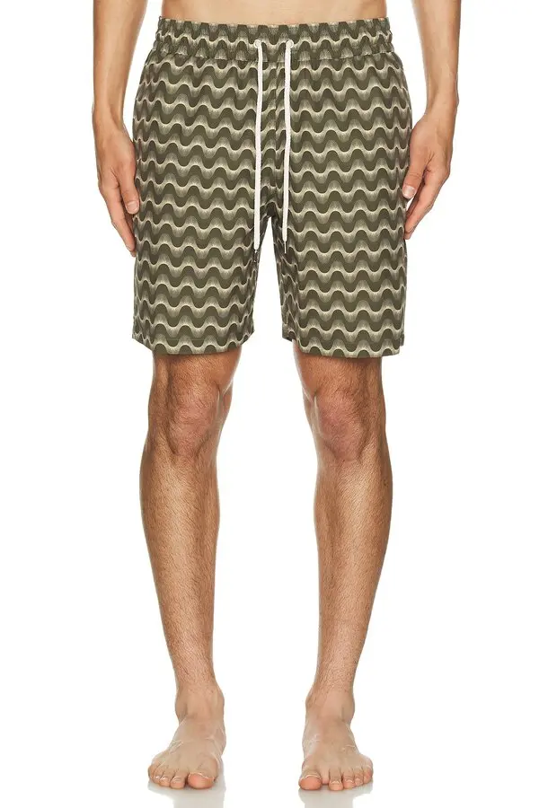Frescobol Carioca Santos Swim Short - Dark Olive & Dried Moss