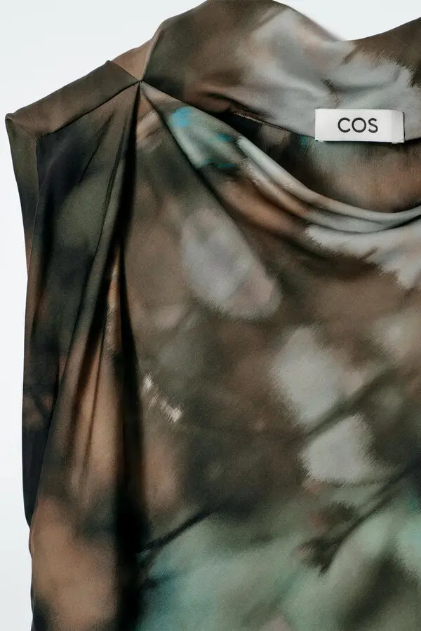 Cos Printed Draped Silk Dress - Multicolor